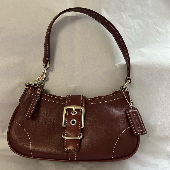 Coach | Bags | Coach Hampton Small Brick Red Leather Buckle Demi Mini ...